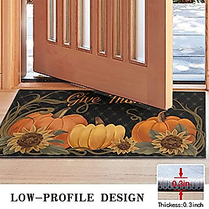 Xiumei Pumpkin Sunflower Welcome Mat Fall Thanksgiving Doormat Give Thanks Outdoor Rug Non Slip Entrance Outdoor Indoor Doormat 30" x 17"