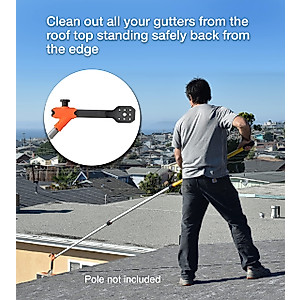 MCCAULEY GUTTER CLEANER PRO, gutter cleaning from The ground, PLUS clean from roof and ladder, and clean off gutter guards from The ground.