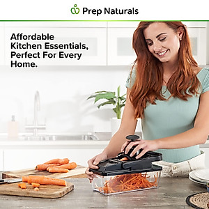 PrepNaturals Vegetable Chopper with Container, Veggie Chopper - Chopper Vegetable Cutter, Food Chopper & Onion Chopper - Onion Chopper Dicers, Choppers, Mandoline Slicer for Kitchen (9-in-1 Black)