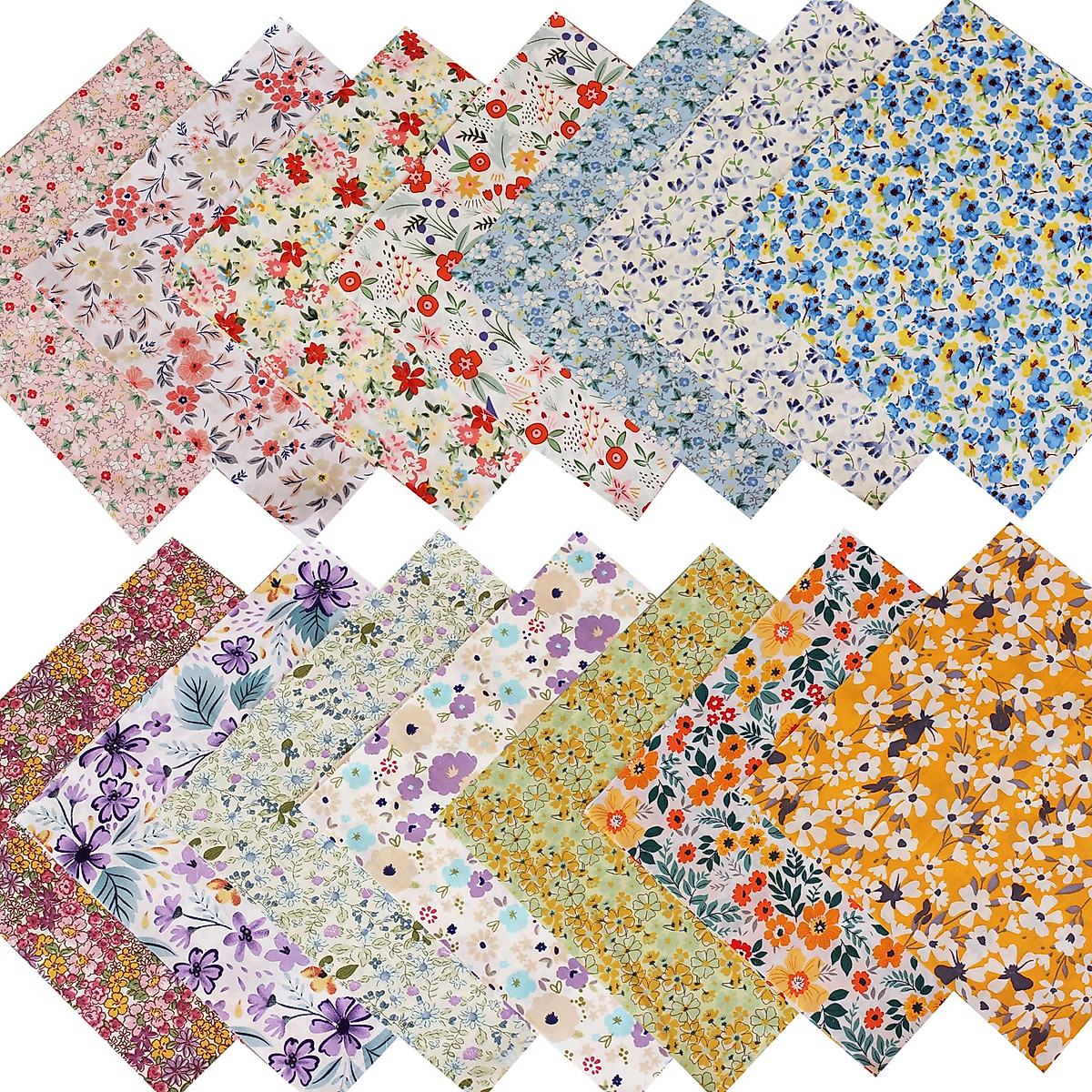 100% Cotton Quilting Fabric Squares 5''x5'' Floral Print Precut Fabric Bundles Charm Packs for Quilting 5 inch Clearance for Pathwork Quilt（Fresh Style）