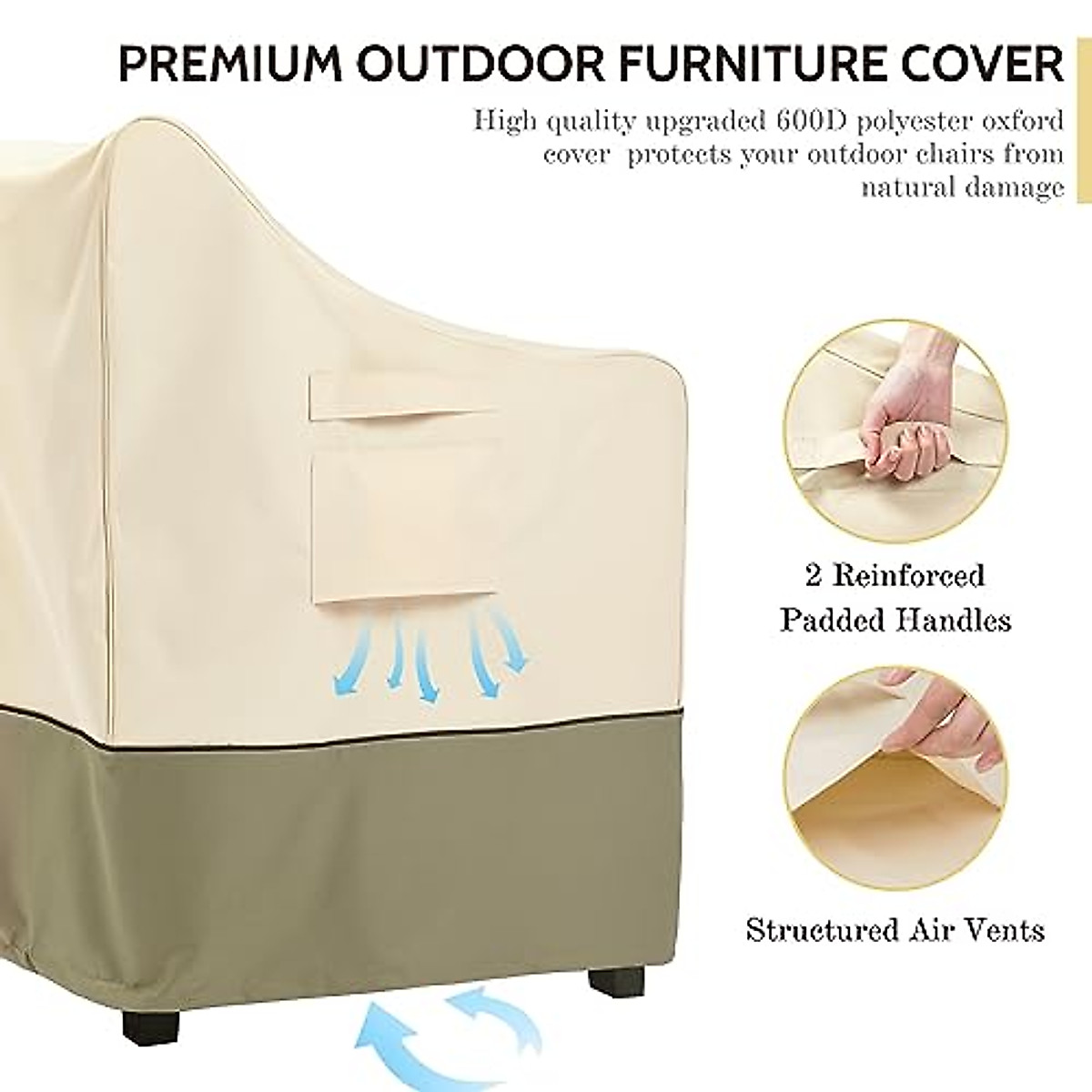 COSFLY Patio Furniture Covers Waterproof,Outdoor Chair Covers Heavy Duty - Fits up to 35W x 38D x31H Inches (1 Pack)