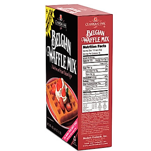 Classique Fare Belgian Waffle Mix - Makes Light and Crisp Waffles, Pancakes, Muffins & Crepes - Works with Waffle Maker - Fast and Fresh Breakfast Foods - 16 Oz Box