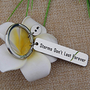 QIIER Storms Don't Last Forever Semicolon Keychain Suicide Prevention Awareness Depression Awareness Inspirational Semi Colon Jewelry (silver)