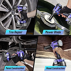 Elikliv Cordless Impact Wrench 1/2 inch, 500Ft-lbs Max Torque(650N.m), 21V 3000 RPM Power Impact Gun with 4 Sockets, 4000mAh Battery with Fast Charger, Electric Impact Driver for Car Truck Tires Home
