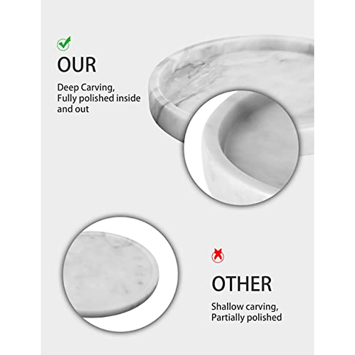 Natural Marble Round Vanity Tray 10", Decorative Tray for Bathroom Kitchen, Jewelry Ring Dish Holder, Perfume Organizer