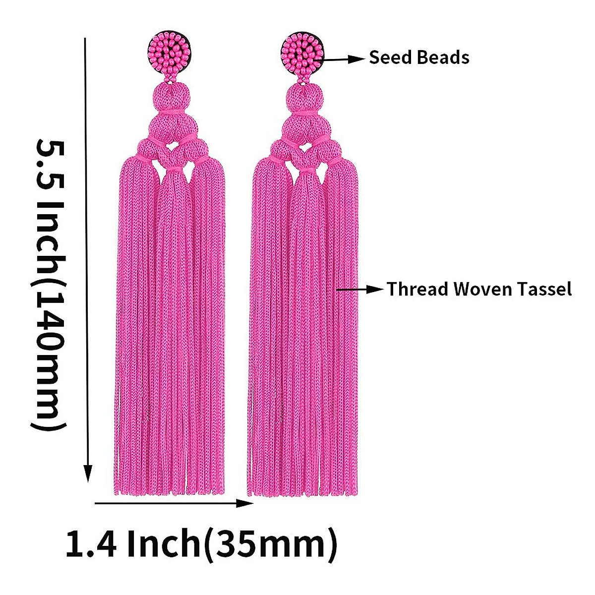 long tassel earrings (Hot Pink E)
