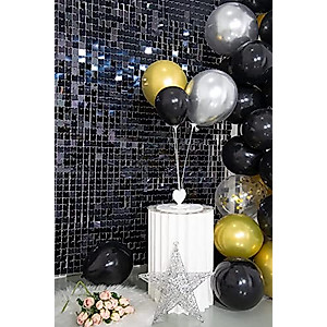 Kate Square Black Sequin Backdrop Panels for Party Decoration Glitter Sequin Panel (Pack of 12)
