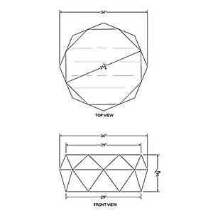 The Urban Port 33-Inch Diamond Shape Acacia Wood Coffee Table with Smooth Top, Dark Brown