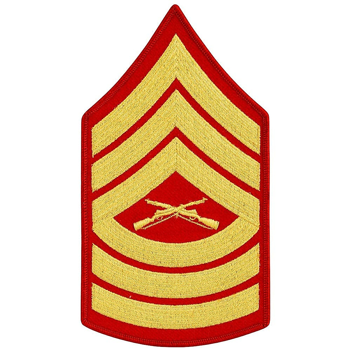 United States Marine Corps USMC chevron gold embroidered on red MSGT Master Sergeant