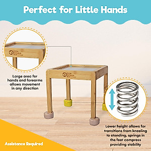 Little Balance Box, Best Push Pull Walker Toy, 2-in-1 No Wheels Spring Feet, Wooden Walker, Girl Boy Toddler Child Activity Table, Green