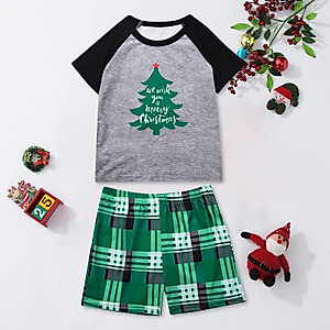 JEGULV Short Sleeve Christmas Pjs, Christmas Pajamas for Family Short Sleeve Matching Outfits 2024 Xmas Family Jammies Matching Holiday Pajamas Sets, Family Matching Christmas Pajamas,