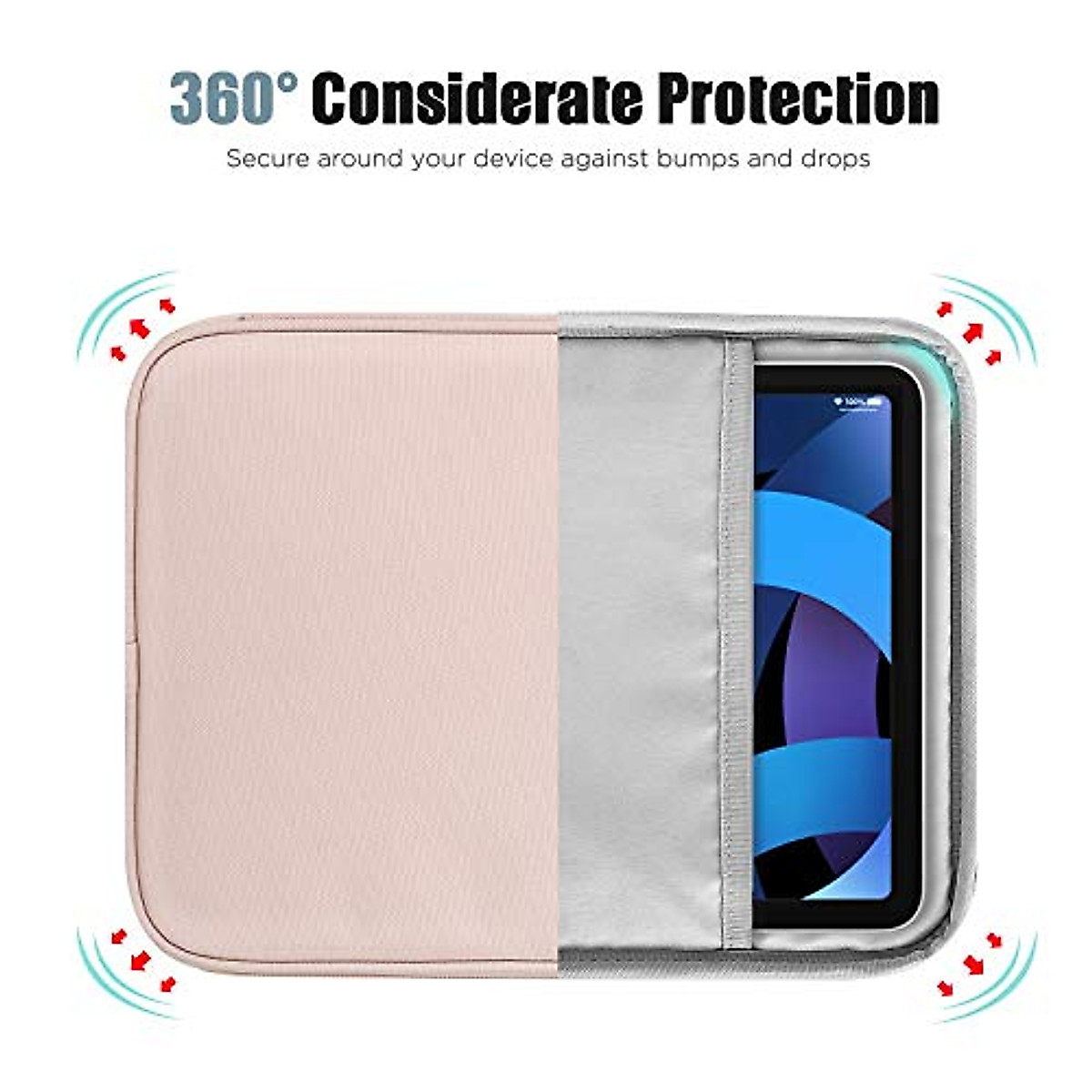 TiMOVO 9-11" Tablet Sleeve for iPad 10th Gen. 10.9", iPad 9th/8th/7th Gen. 10.2", iPad Air 11/Air 5th/4th Gen. 10.9",Galaxy Tab A9+/A9 Plus 11", Protective Bag with Pocket, Pink