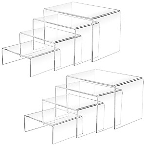 8Pcs Acrylic Display Risers(6",5",4"3") Clear Product Stand,Cupcakes Holder Dessert Display Transparent Showcase Stands, Candy Bar Risers, Acrylic Lifts Display for Figures