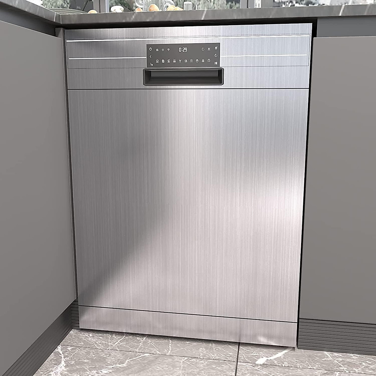 Silver Stainless Steel Contact Paper 15.7"x393" Wallpaper Peel and Stick Wall Paper Waterproof Easily Removable Self-Adhesive Film Wall Covering for Metal Surface Kitchen Cabinet Refrigerator