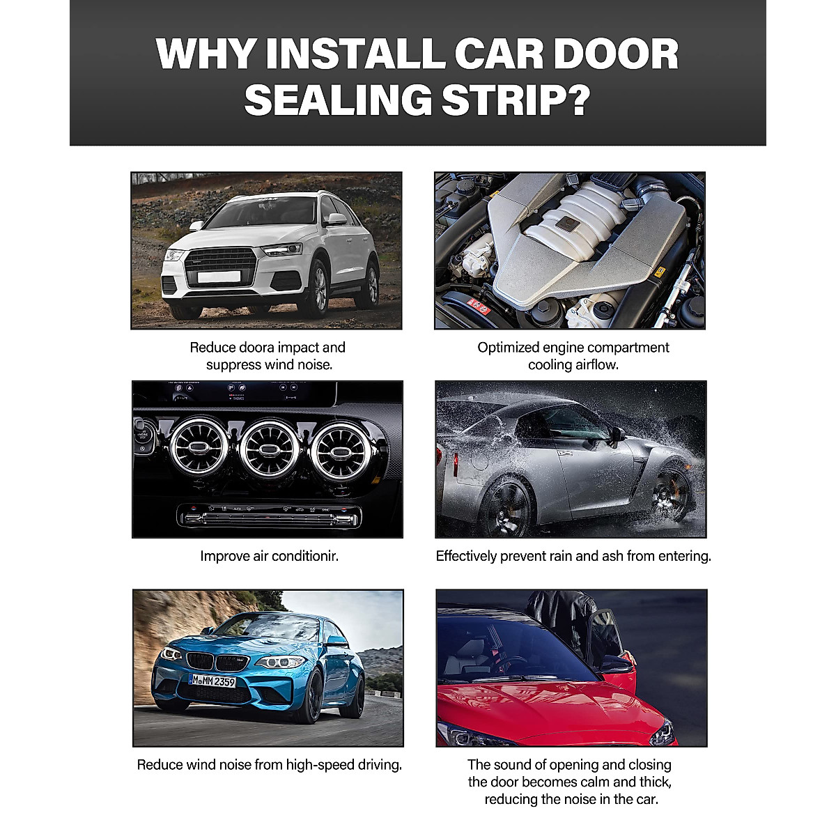 ESEWALAS 10FT/20FT Universal Automotive Door Seal Strip,U-Shape Car Door Rubber Seal Strip Trim Seal with Side Bulb,Self-Adhesive Car Weather Stripping Seal Strip,Home Applications (20Ft)