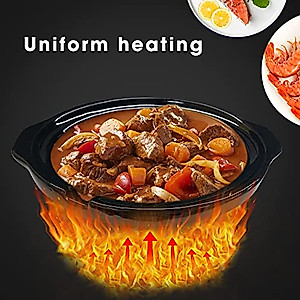 Sunvivi Dual Pot Slow Cooker, 2 Pot Small Mini Crock Buffet Server and Warmer, Double Pot Buffet Food Warmer Adjustable Temp Lid Rests Stainless Steel, Total 2.5 Quarts