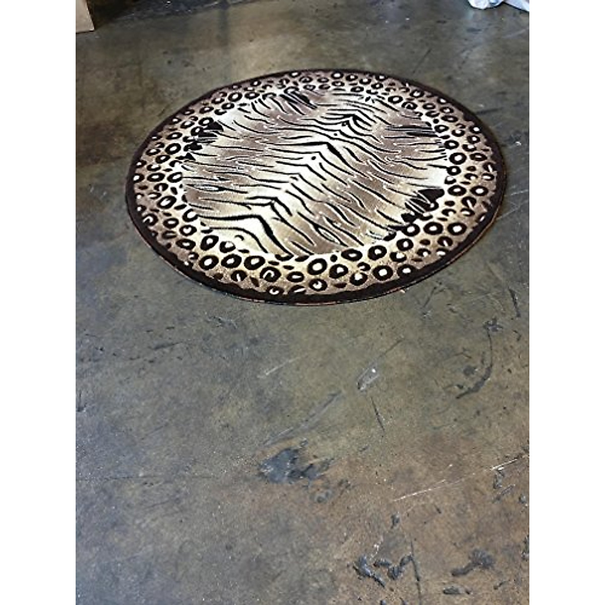 Americana Tiger & Leopard Zebra Animal Skin Round Area Rug Print Design 130 (4 feet X 4 feet Round)