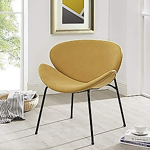 Cui Liu – Chair Set - Amura Accent Chair Set of 2 - Soft Plush Fabric Retro Designer Chairs with Matte Black Legs Mid Century Living Room Chairs (Mustard)