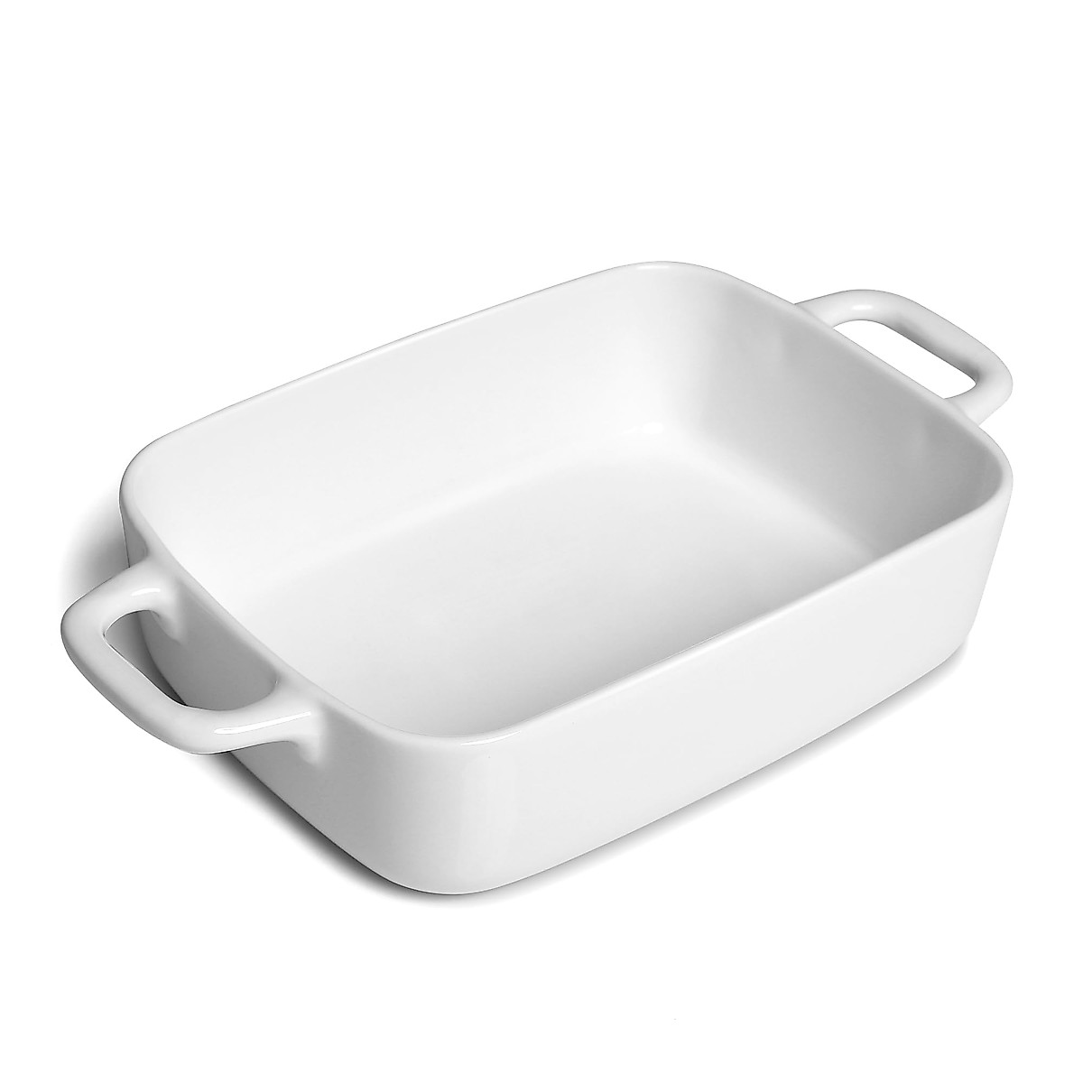 FLORWOD Small Baking Dish, Rectangular Baking Pan with Handles, White Porcelain Casserole Dish for 1 or 2 Person, 6.5x5x1.5in