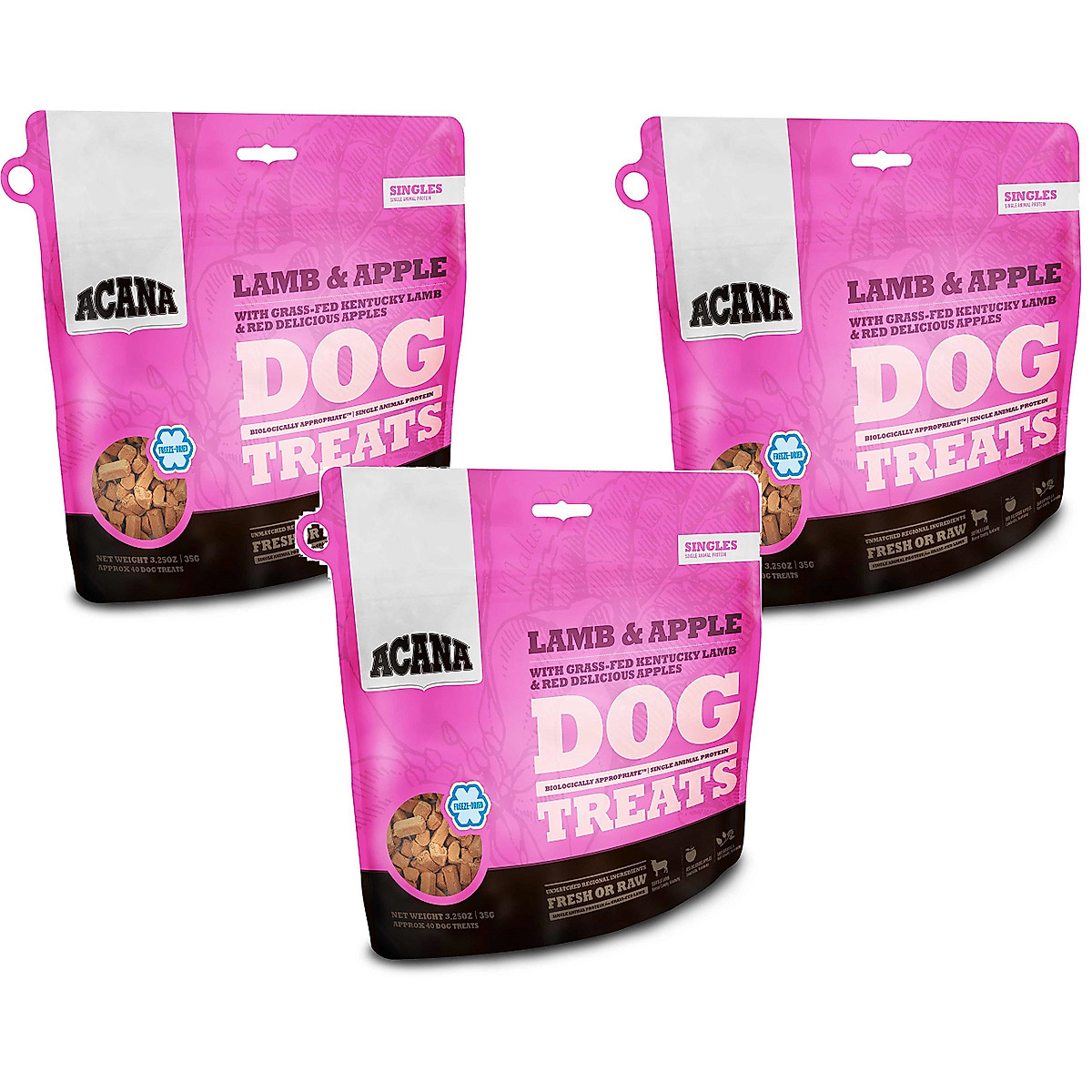 ACANA Singles Dog Treats - Lamb and Apple, 3.25oz Each (3 Pack)
