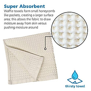 GILDEN TREE Waffle Towel Quick Dry Thin Exfoliating, 4 Pack Washcloths for Face Body, Classic Style (Cream)