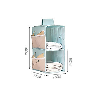 2-3-4 Shelf Hanging Closet Organizer,Foldable Closet Hanging Shelves,Cloth Hanging Organizer with Side Pockets,Pink Blue Grey (Blue/2 Shelf, 2 Shelf)