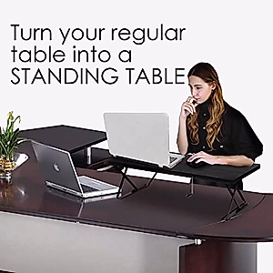 Manual Adjustable Height Computer Tabletop, Crank Lift, 47x24x15 (LxWxH) (Black)