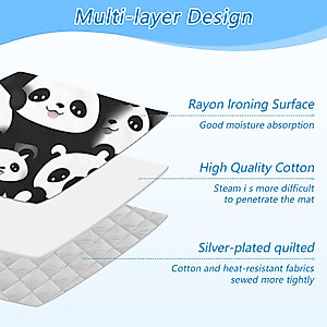 GOODOLD Cute Panda Ironing Mat Portable Travel Ironing Pad for Washer,Dryer,Table Top, Iron Board Alternative Cover, Large Heat Resistant Ironing Blanket