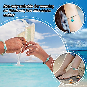 Bonuci Turtle Bracelet 4 Pieces Sea Turtle Beads Ocean Bracelets Natural Stone Turquoise Stretch Bracelet Turtle Bracelet Gifts for Women Men