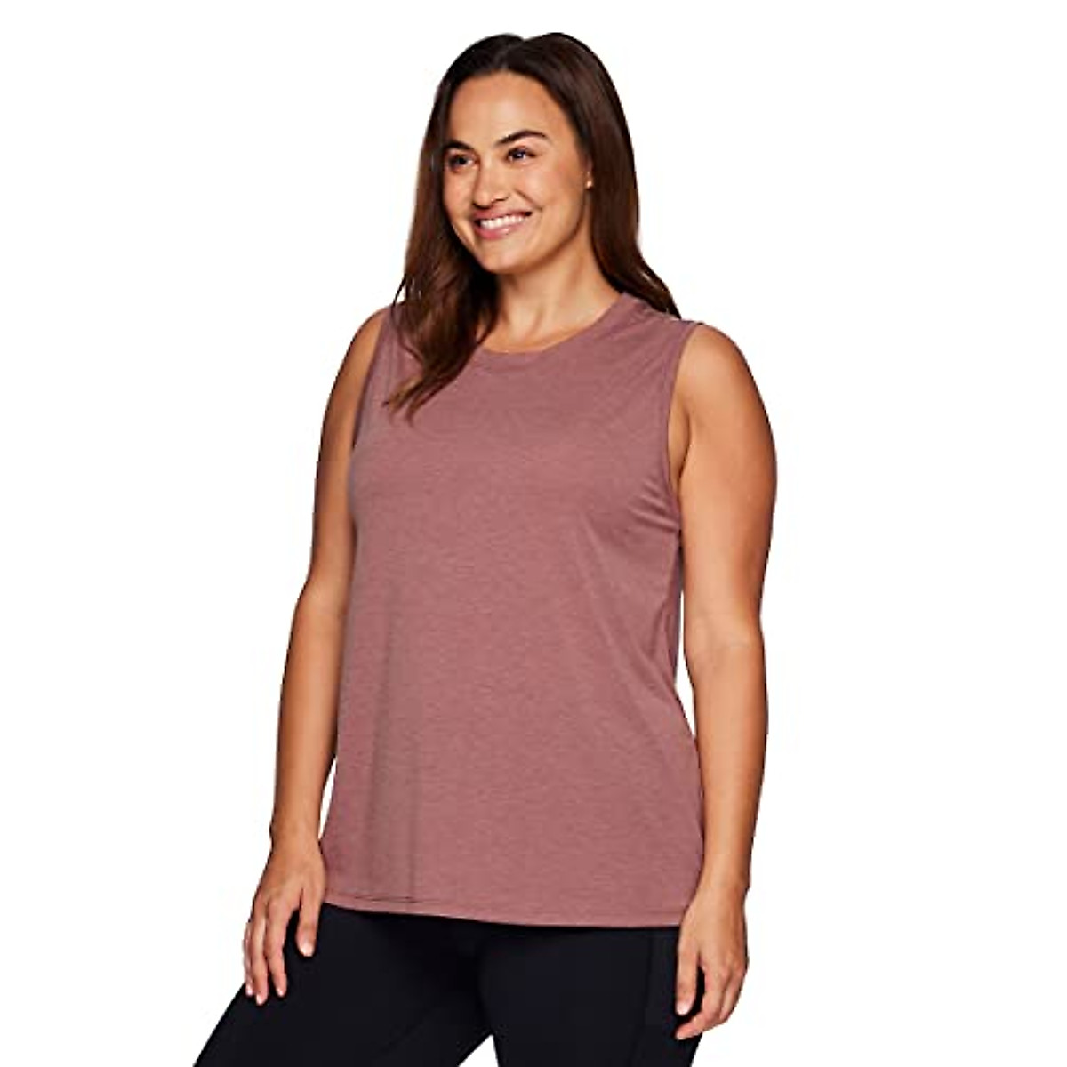 RBX Women's Plus Size Fashion Tank Top Relaxed Yoga Tunic Tank Dusty Rose Heather 2X
