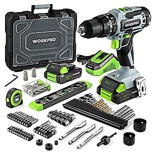 WORKPRO 20V Max Cordless Drill Driver Set, Electric Power Impact Drill Tool with 102 Pieces Accessories, 1/2'' Chuck Impact Drill Kit with Portable Case, 2 x 2.0Ah Li-ion Batteries with Fast Charger