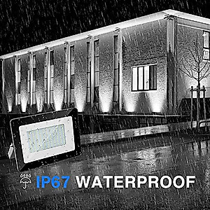 2 Pack 60W LED Flood Light, IP67 Waterproof, 6000K Daylight White, 6500LM Super Bright Security Lights with Plug, Landscape Wall Lights for Outdoor Indoor, Yard, Garden, Playground, Basketball Court