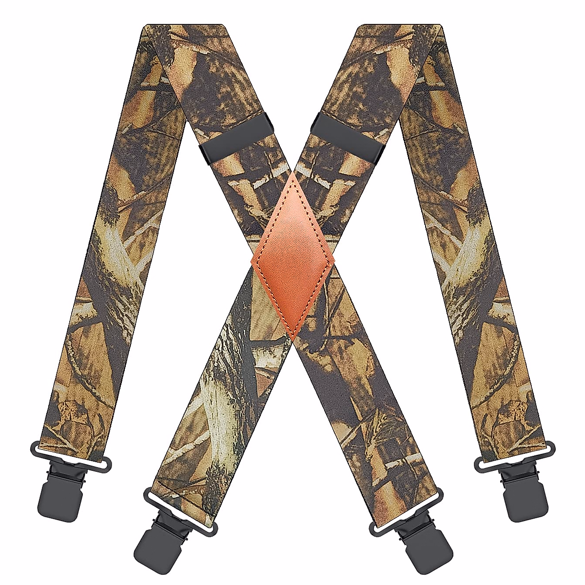 MENDENG Men's Camouflage Clip-End Suspenders 2" Strong Clips Heavy Duty Braces