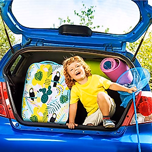 GYMAX Kids Carry On Luggage Set, 12" & 16" 2PCS Rolling Suitcase (Flamingos)