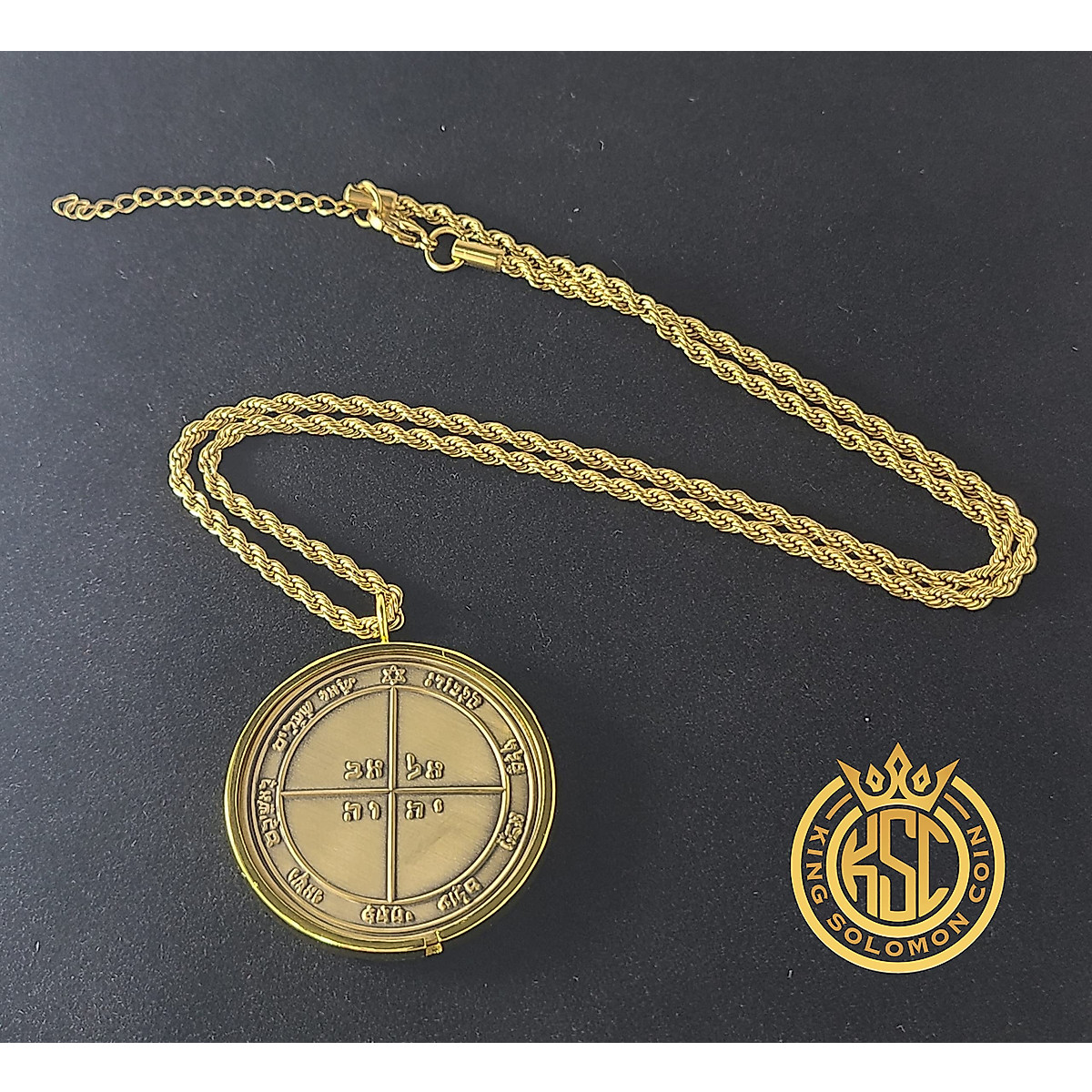 Fifth Pentacle of Mercury + 72 names of God + 1FitAll King Solomon Coin bezel kabbalah seal talisman Necklace