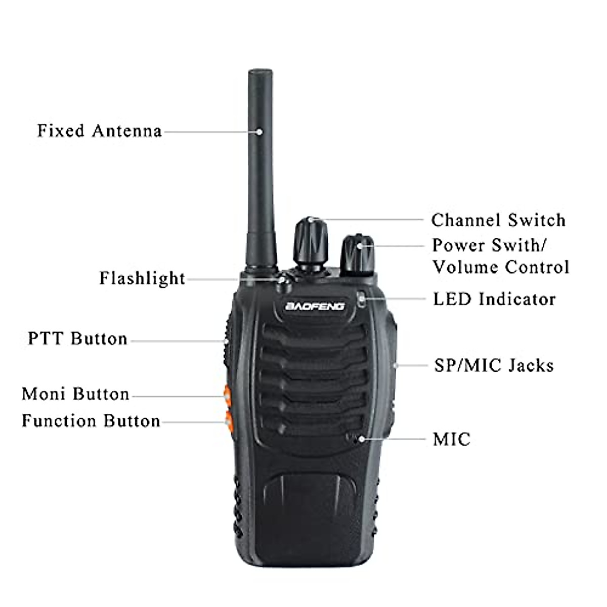 BAOFENG BF-88A Walkie Talkies 6 Way Charger Bulk FRS Radio License-Free Long Range 16 Channels Two Way Radio Pack of 6