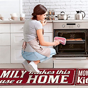 chiinvent Kitchen Mats for Floor Cushioned Anti Fatigue Mats for Kitchen Floor Red Kitchen Floor Mat Memory Foam Kitchen Rugs Sets of 2, 17.3x28 + 17.3x47, 0.4 inches