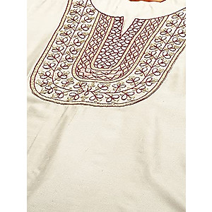 INDO ERA Indian Women's Off White Viscose Embroidered Calf Length Straight Kurta Pant With Dupatta Set