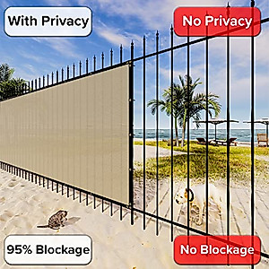 INFRANGE Heavy Duty Fence Privacy Screen Windscreen Beige 4' x 20' Shade Fabric Cloth HDPE, 90% Visibility Blockage, with Grommets, Heavy Duty Commercial Grade, Cable Zip Ties Included