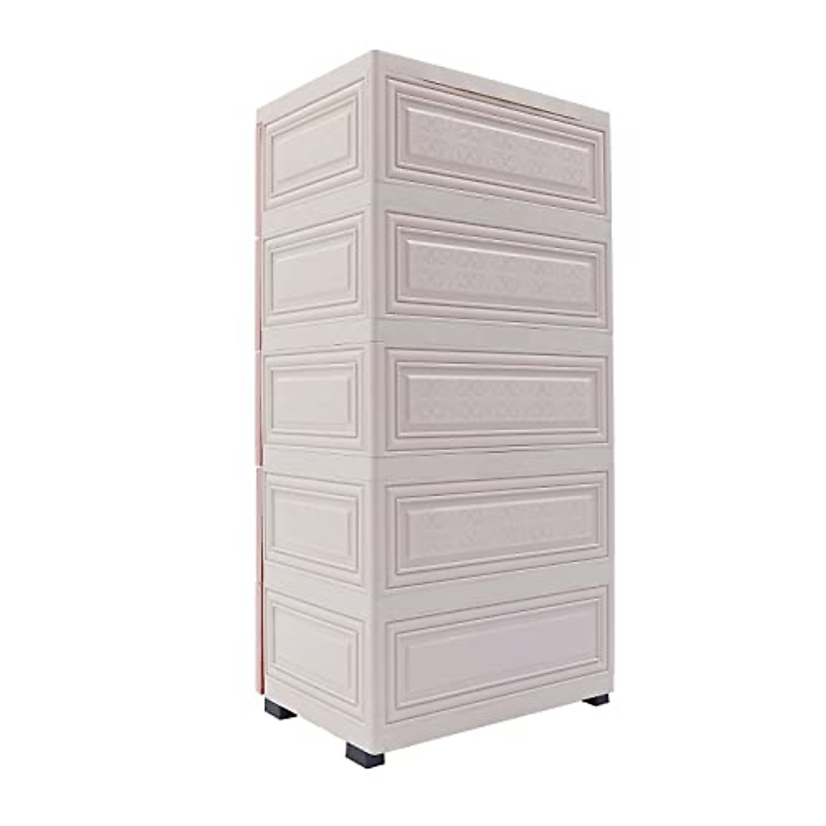 6 Drawer Plastic Dresser Storage Tower, Organizer Unit Stable Cart on Wheels Waterproof Plastic Cabinet with Locked Drawer for Bedroom Apartment (Pink)