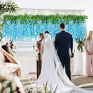 FOEVAFLO Artificial Wisteria Flowers Garland, Hanging Vines with Flowers for Wedding Arch, Party, Wall Backdrop Decor, 7.2ft/pcs (4pcs, White)