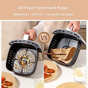 Air Fryer Disposable Paper Liner, 100PCS Non-sticky Air Fryer Paper, 6.3" Baking Paper liner, Oil-proof, Water-proof Natural Parchment Paper liner for Air Fryer Basket, Microwave Oven, Frying Pan