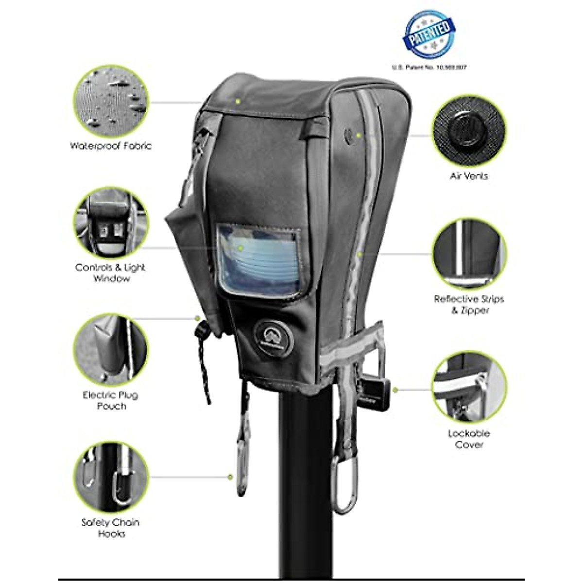 Clever Cover for LCI Jack by Trailersphere Custom Electric Tongue Jack Cover for Trailer, RV, Camper, Chains Holder, Plug Protector, Sun and Waterproof (LCI Jack Cover)