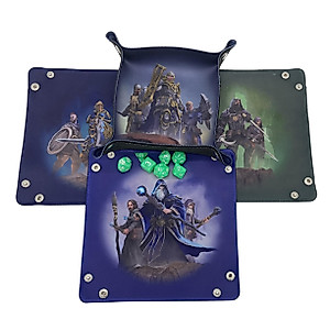 Grinning Gargoyle - 4X Fantasy RPG Character Dice Tray Set - Collapsible Dice Rolling Tray - Dice Trays for Polyhedral Die - DND Roleplaying Game Pads- Wizard Fighter Cleric Rogue - Portable Pad Gift