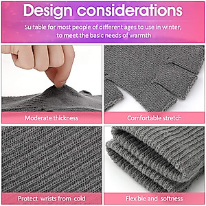 6 Pairs Unisex Half Finger Gloves Warm Stretchy Knit Fingerless Gloves 8.6 Inches Soft Gloves for Women Men (Black, White, Blue, Orange, Pink, Grey)
