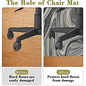 White Grey PU Leather Office Chair Mat for Hardwood Floors Desk Carpet Marble Color Formation Wavy Anti-Slip Multi-Purpose Low Pile Computer Chair Mat Abstract Diameter 55 in
