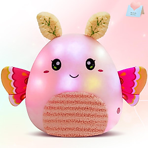 CozyWorld 12 Inch LED Cuddly Pink Butterfly Plush Pillow,Super Soft Butterfly Stuffed Animals Plush Toys,Light up Stuffed Plushies Insect Plush Doll Animal Toy for Kids Girls Women Lovers