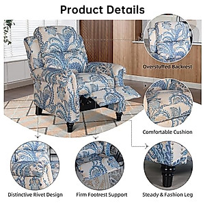 CANMOV Pushback Recliner Chair Faux Leather Armchair Push Back Recliner with Rivet Decoration Single Sofa Accent Chair for Living Room, Chocolate