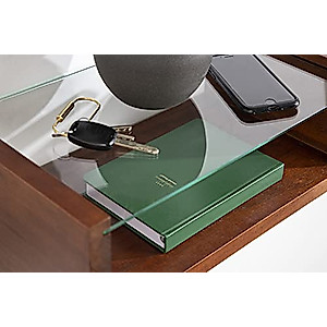 Kate and Laurel Holt Midcentury Floating Shelf, 18 x 10, Walnut Brown, Sophisticated Glass and Storage Shelf for Storage and Display