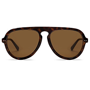 SOJOS Retro Aviator Sunglasses Womens Mens Vintage Plastic Frame Shades Lentes De Sol Para Mujer SJ2255 Brown